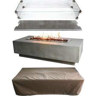 Elementi Granville Fire Pit Bundle Outdoor Firepit Set - 60” L x 27” W ...