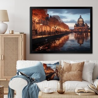 Designart "Dublin Beautiful Cityscape Photo I" Dublin Framed Canvas ...