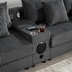 144*64" Corduroy Sectional Sofa With Bluetooth Speakers, U Shaped Couch ...