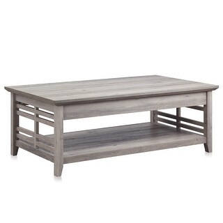 Modern Wood Coffee Table with Storage Shelf Two Tier Rectangular ...