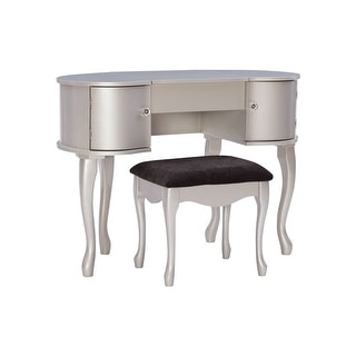 40.5" Silver Vanity Set with Mirror and Stool - Bed Bath & Beyond ...