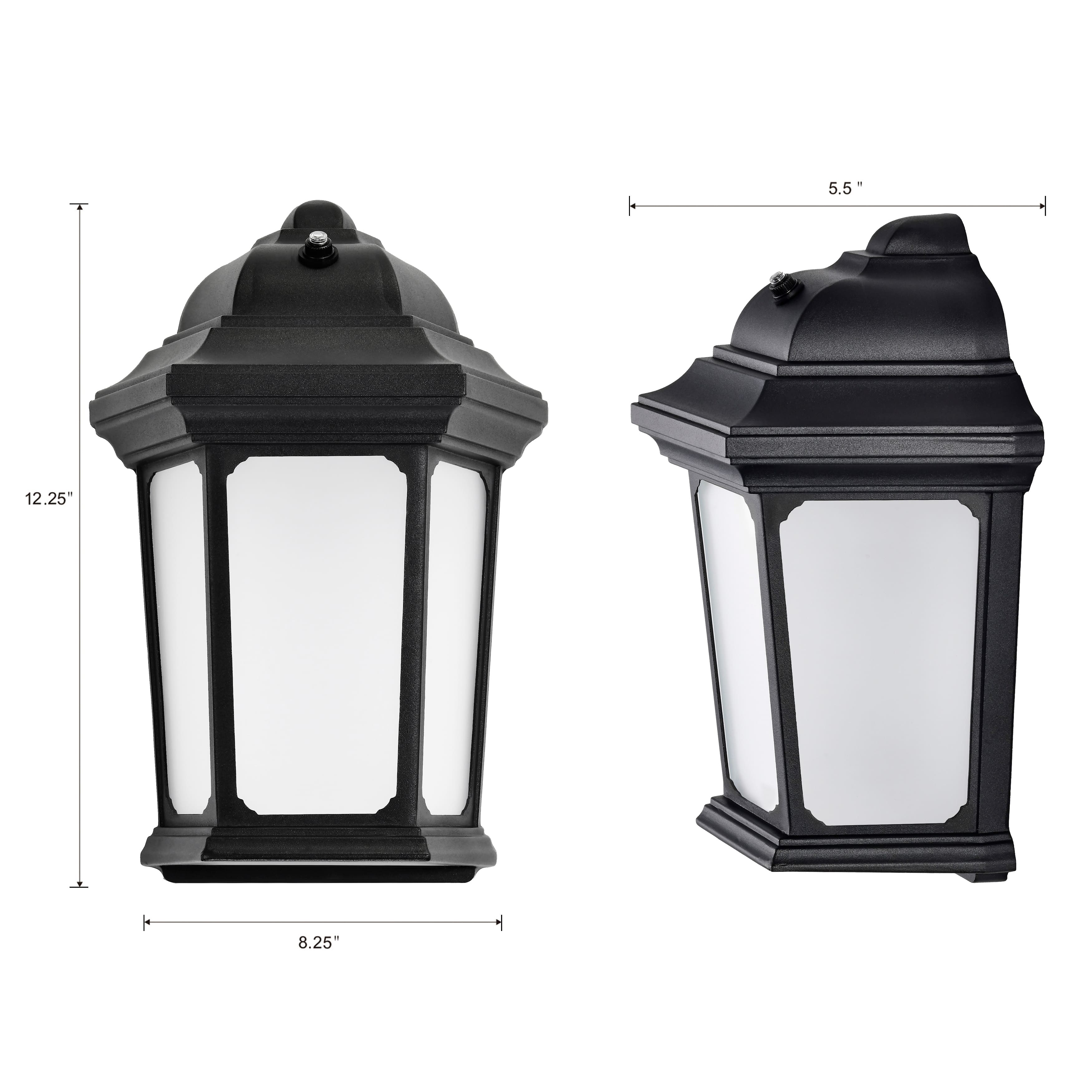 Black Finish Frosted Glass 5000K No-Dim LED Outdoor Wall Sconce with ...