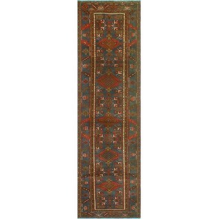 Fine Vintage Distressed Tajwar Rust/Blue Runner - 3'4" x 11'1" - Bed ...