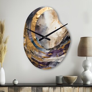 Designart - Purple Gold Captivating Liquid Ink - Abstract Marble Large ...