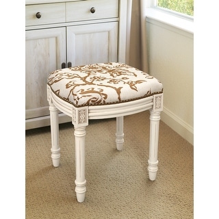 Toile White Wood/Linen Vanity Stool - Bed Bath & Beyond - 12751727