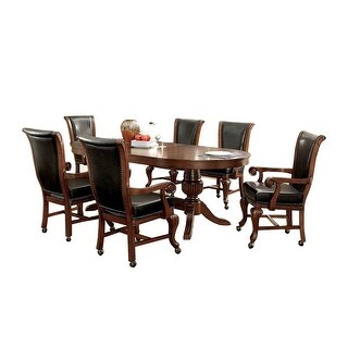 Leatherette and Solid 7 Piece Wood Dining Table Set - Bed Bath & Beyond ...