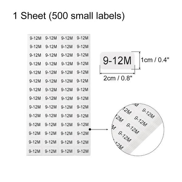 9-12 Month Clothes Size Sticker Label Clothing Size Label - Black ...
