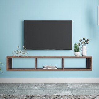 Home Use 60" Shallow Floating TV Console with 3 Shelves- 4 Colors - Bed ...