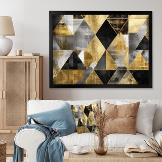 Designart "Gold Geometric Order Ii" Modern Geometric Framed Wall Art ...