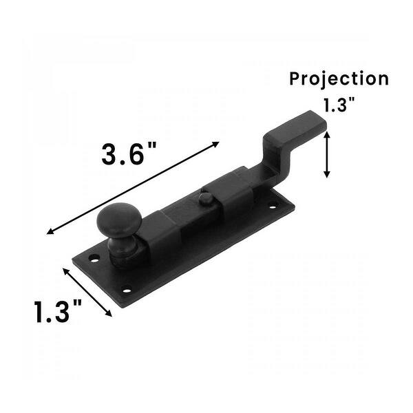 Black Iron Slide Bolt Gate Latch 3.6" Ball Tip Style Sliding Necked ...