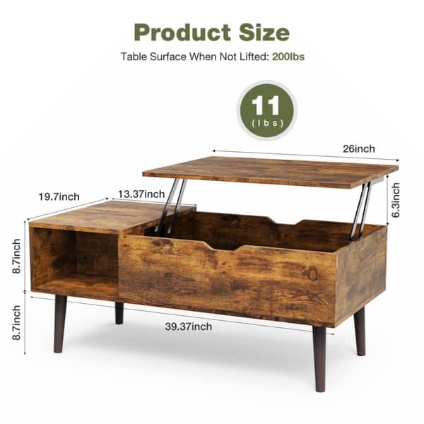 Lift Top Coffee Storage Wood Tables with Hidden Compartment Small ...