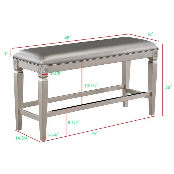 Modern Glam Counter Height Bench Upholstered Seat Furniture Bedroom ...