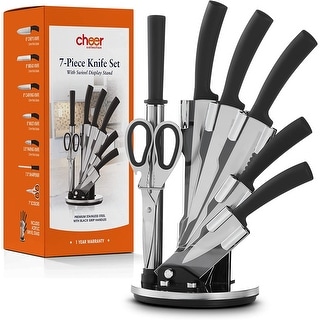 Cheer Collection Chef Knife Set (7 Piece) with Rotating Stand - Bed ...