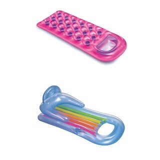 Intex Pool Beach Lounge w/ Pillow (2 Pack) King Kool Pool Float (2 Pack ...