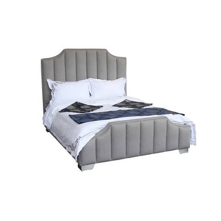 Modern Queen Bed, Polyester Fabric, Channel Tufted Drop Corner Panels ...