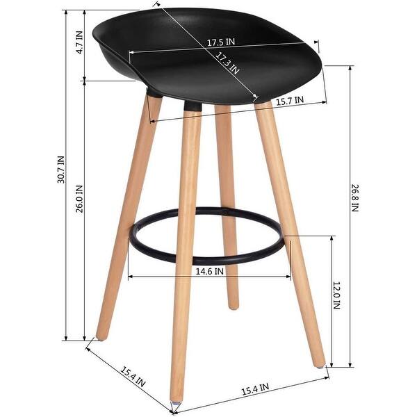 Set of 2 Bar Chair Pub Bar Height Barstool Modern Industrial Dining Bar ...
