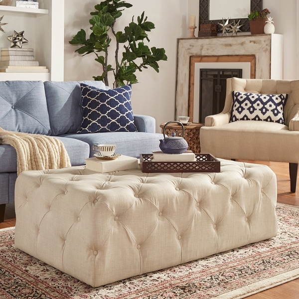 Knightsbridge Rectangular Tufted Ottoman with Casters by iNSPIRE Q Artisan On Sale Bed Bath Beyond 9558802