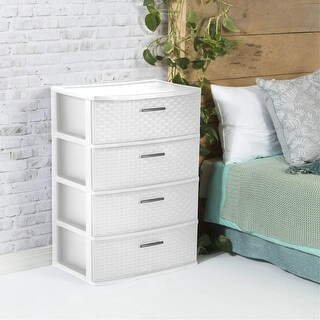 Home Storage Cabinet; 4 Drawers; Wide Woven Tower - Bed Bath & Beyond ...
