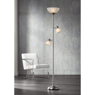 Floor Lamp Standing 3-Light 72" Tall Brushed Nickel Silver Frosted ...