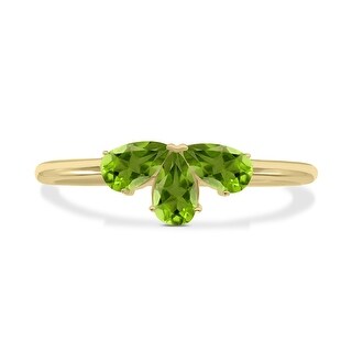 Marquee Jewels Peridot Pear Shape Three Stone Ring in 10K Yellow Gold ...