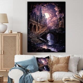 Designart "Pink Bridge Mystical Passageway" Bridges Wall Art Prints ...