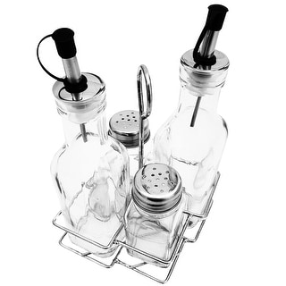 Glass Cruets & Salt Pepper Shakers Olive Oil Vinegar 4 Piece Set with ...