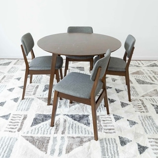 Huntington Modern Solid Wood Walnut Dining Table and 4 Chairs Set - Bed ...