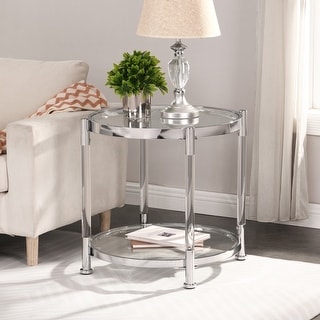 Contemporary Acrylic End Table, Side Table with Tempered Glass Top ...