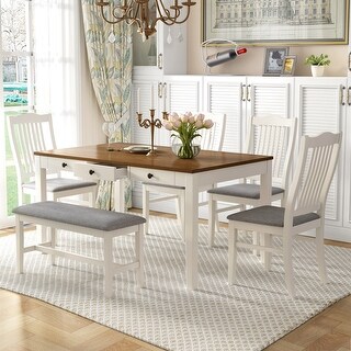 Mid-Century 6-Piece Kitchen Table Set with Drawer - Bed Bath & Beyond ...