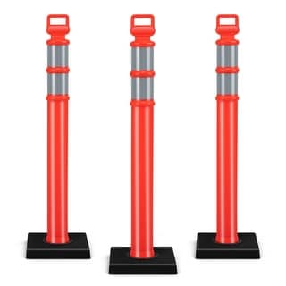3 Pack Traffic Delineator Post Traffic Barrier w/ Reflective Strips ...