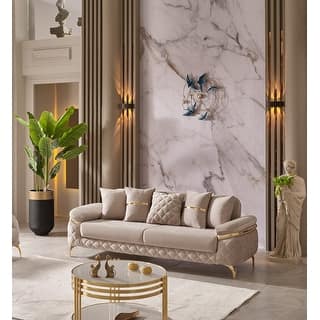 Oric Modern Convertible Living Room Sofa With Metal Gold Leg - Bed Bath ...