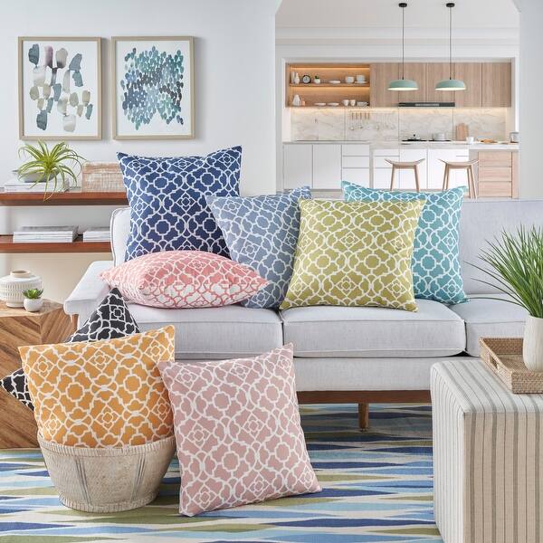 Waverly Pillows Lovely Lattice Modern Trellis Reversible Indoor/Outdoor ...