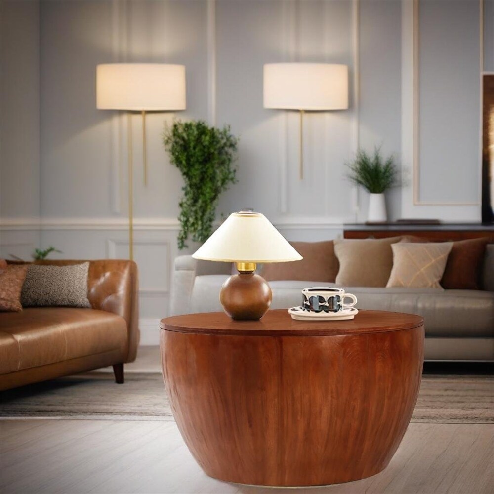 Vintage Style Bucket Shaped Coffee Table with Storage Function - Bed ...