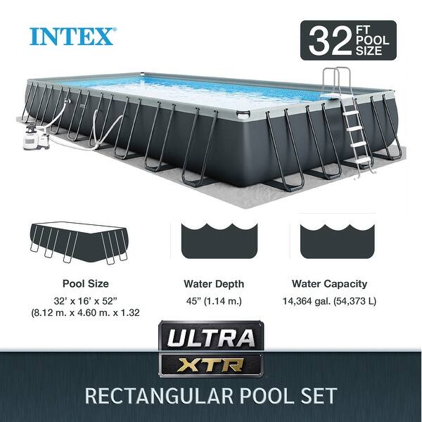 Intex 32' x 16' x 52" Rectangular Ultra XTR Frame Above Ground Swimming ...