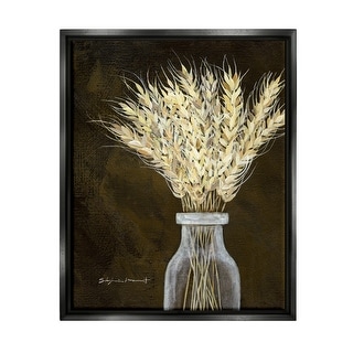 Stupell Wheat Sprigs Rural Earthy Bouquet Framed Floater Canvas Wall ...