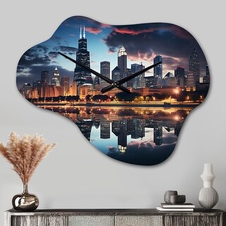Designart - Chicago Beautiful Cityscape II - Chicago Large Wall Clock ...