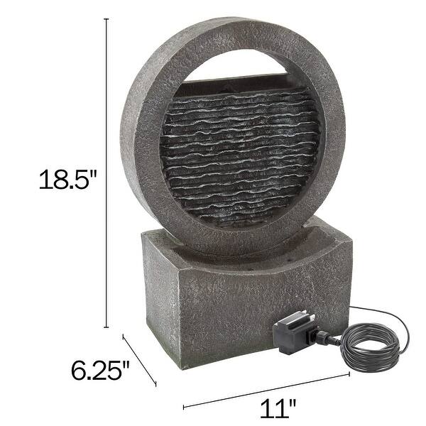 Round Cascade Outdoor Fountain - 18.5-Inch Modern Polyresin Waterfall ...