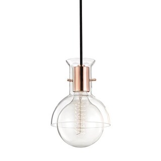 Mitzi by Hudson Valley Riley 1-light Polished Copper Pendant, Clear ...