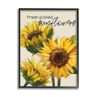 Stupell Fresh Picked Sunflowers Calligraphy Vivid Yellow Blossoms ...
