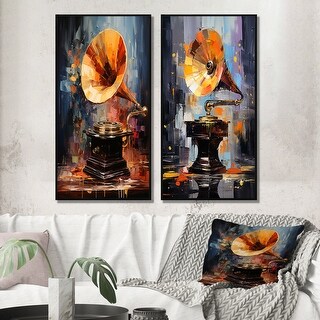 Designart "Phonograph Impression" Phonographs Framed Wall Art Set Of 2 ...
