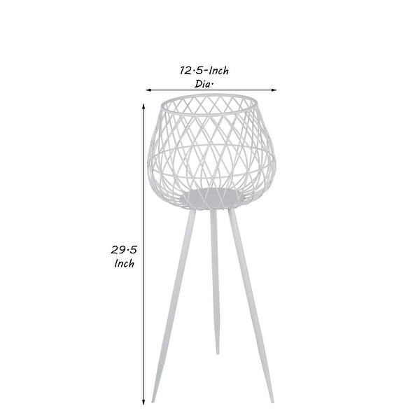 29.5'' Dome Lattice Metal Planter with Tripod Peg Legs, Set of 2, White ...