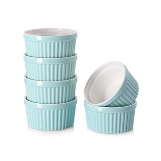 DOWAN 8 oz. Ceramic Round Ramekins Set of 6, Blue - Bed Bath & Beyond ...