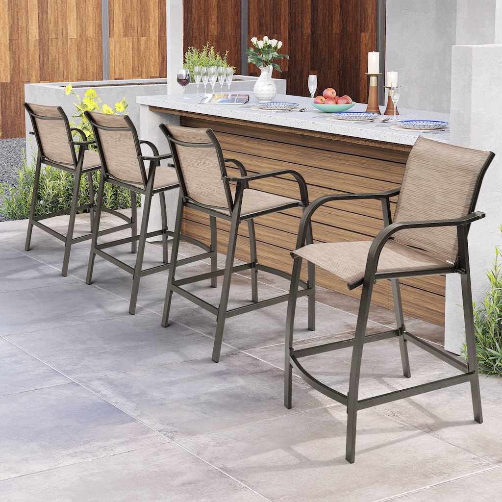 Pellebant 4PCS Outdoor Counter Height Patio Bar Stools Chairs - 21.7 ...