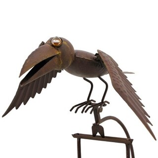Porch & Den Gallin Flying Raven Rusty Swing Bird Garden Stake - Bed ...