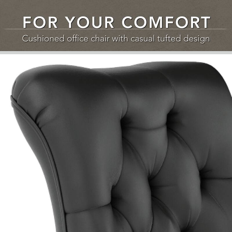 Bush Furniture Salinas L Shaped Desk with Mid Back Tufted Office Chair ...