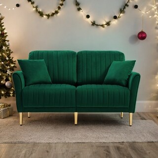 Classic Clean-lined Style Modern Loveseat Sofa Velvet Upholstered ...