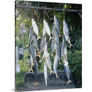 "Dead fish hanging from a pole, Tahiti" Canvas Wall Art - Bed Bath ...