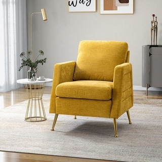 Modern Eleanor Fabric Armchair with Golden Legs - Bed Bath & Beyond ...