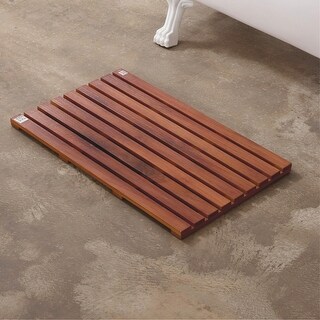 Solid Teak Wood Bathroom Anti-Slip Mat, Rectangular Waterproof Slat ...