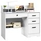 White Desk with Drawers, 44 Inch Desk with Storage Drawers, Home Office ...